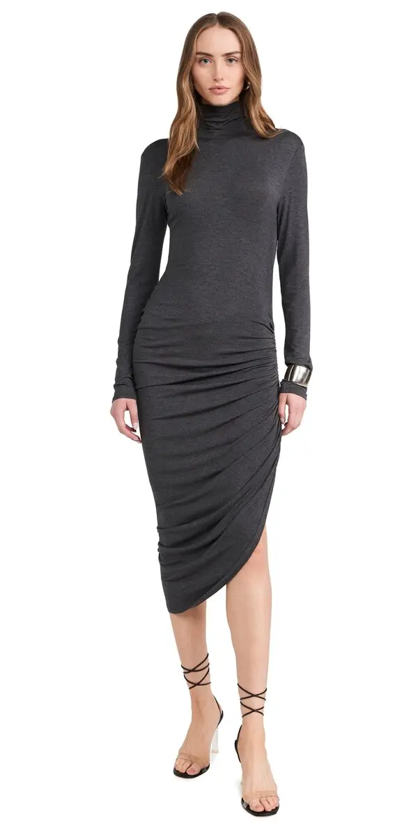 Norma Kamali Long Sleeve Turtleneck Dress In Dark Grey - 60% Off |  Editorialist