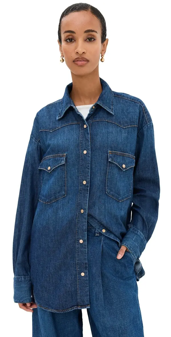 TWP Supersized Rancher Shirt - Dark Wash