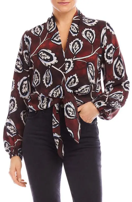 Fifteen Twenty Scarlet Long Sleeve Tie Front Top