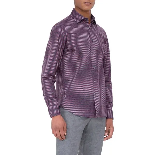 Bugatchi James Ooohcotton® Dot Button-up Shirt - Ruby
