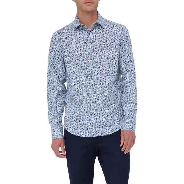 Bugatchi James Ooohcotton® Leaf Print Button-up Shirt - Sage
