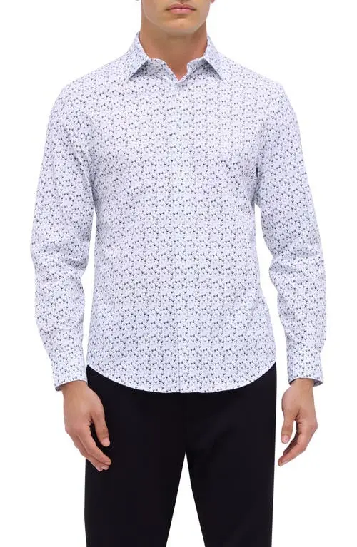 Bugatchi James Ooohcotton® Martini Print Button-up Shirt - White