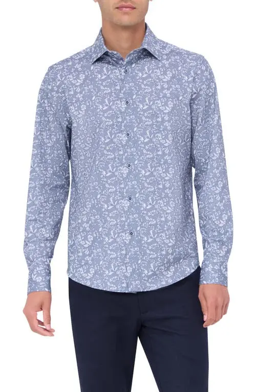 Bugatchi James Ooohcotton® Floral Print Button-up Shirt - Navy