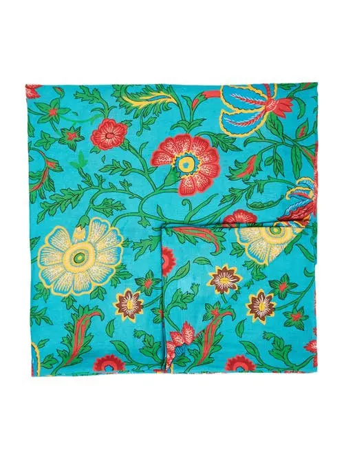 La DoubleJ Large Tablecloth - Dragon Flower Turche Turquoise