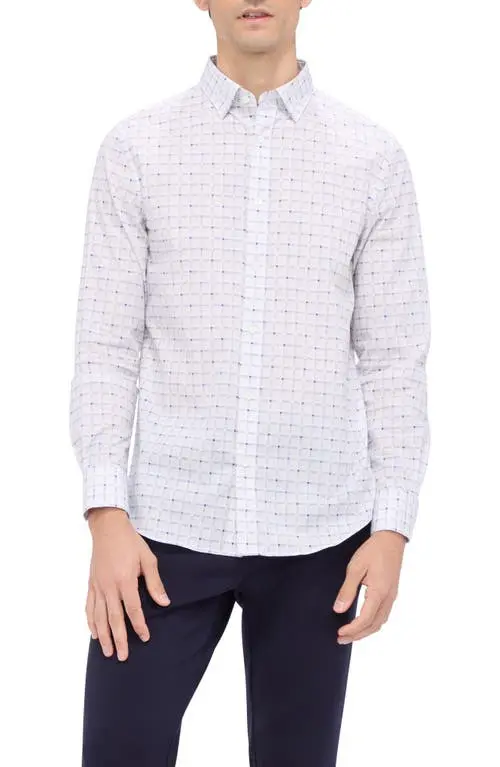 Bugatchi Karl Shaped Fit Check Button-up Shirt - White