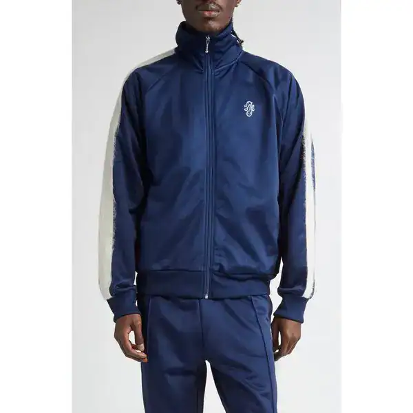 Stockholm Surfboard Club Monogram Track Jacket In Navy - 65% Off