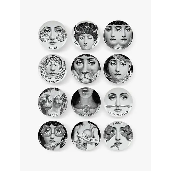 FORNASETTI Zodiac Signs Porcelain Plates Set Of 12