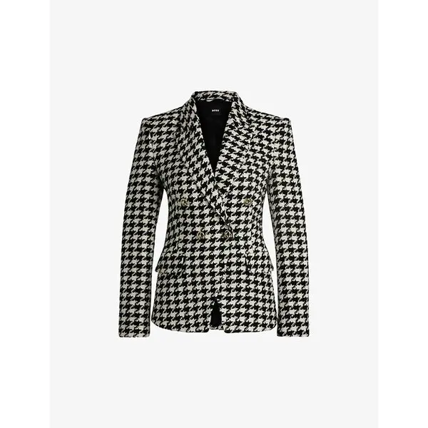 Hugo Boss Houndstooth-pattern Slim-fit Woven Blazer