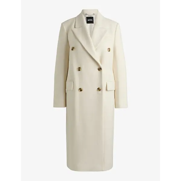 Hugo Boss Peak-lapel Double-breasted Wool-blend Coat - Open White
