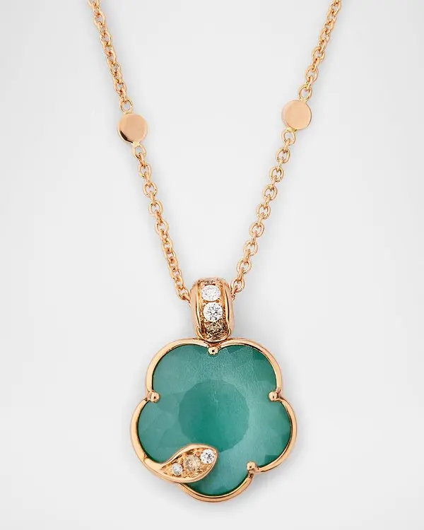 Pasquale Bruni 18k Rose Gold Diamond And Necklace - Green Agate