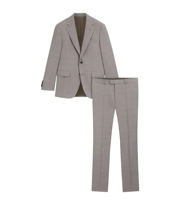 Hugo Boss Virgin Wool Check 2-piece Suit - Beige