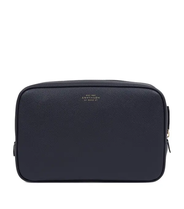 Smythson Panama Leather Tech Organiser Pouch - Blue