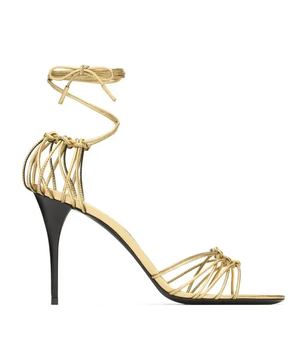 Saint Laurent Leather Babylone 90 Sandals - Metallic