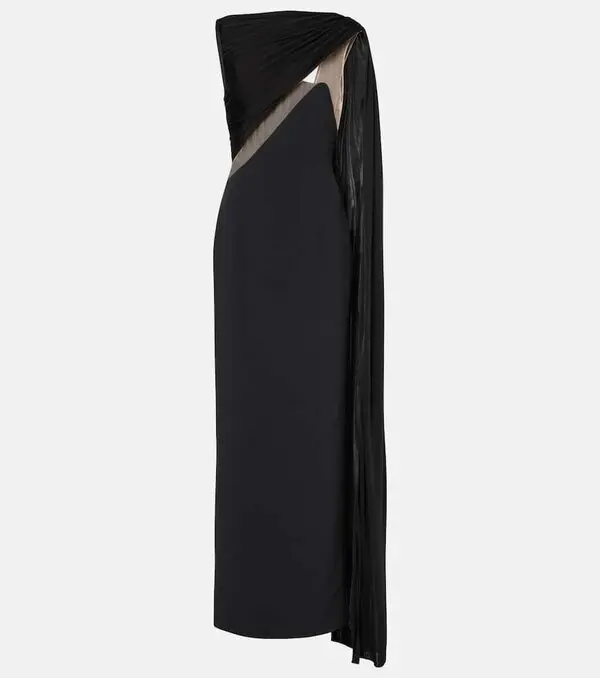 David Koma Draped Jersey And Tulle Gown