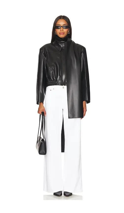 SELMACILEK Faux Leather Scarf-detailed Jacket