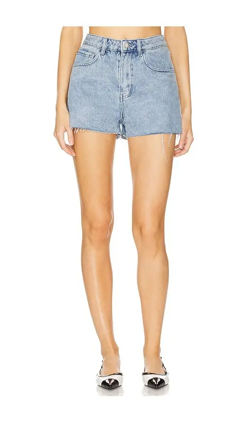 WeWoreWhat Denim High Rise Short - Midi Wash