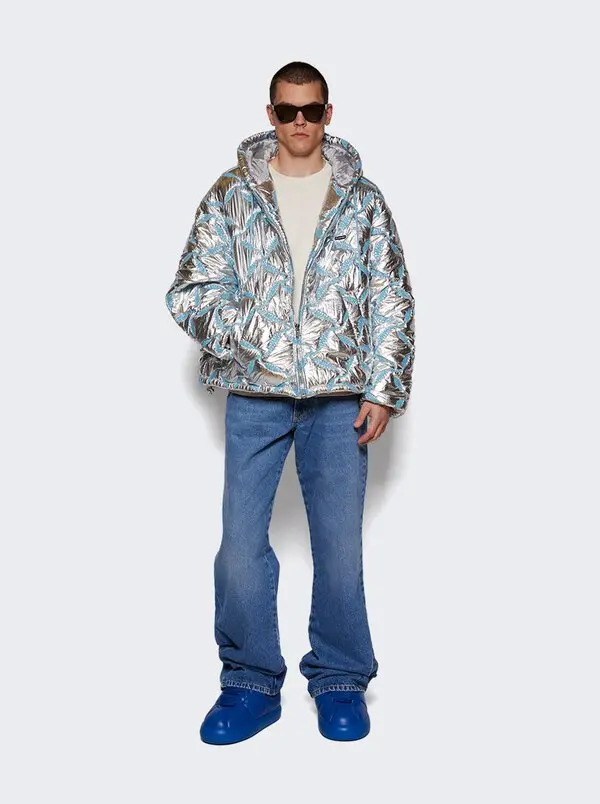 BLUEMARBLE Hooded Quilted Bomber Jacket - Reflective Silver