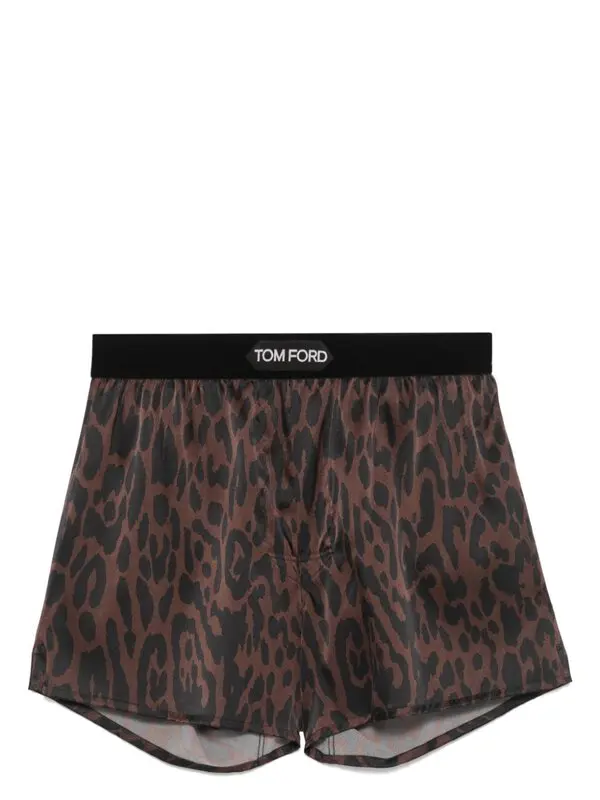 TOM FORD Animalier-print Boxers - Brown