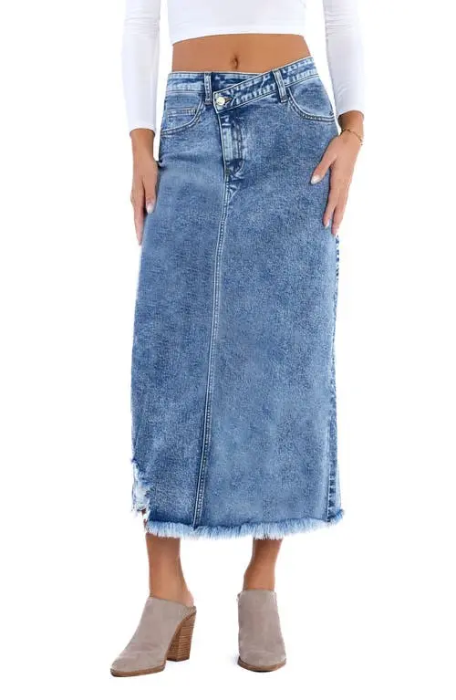 WASH LAB DENIM Mia Crossover Waist Midi Skirt