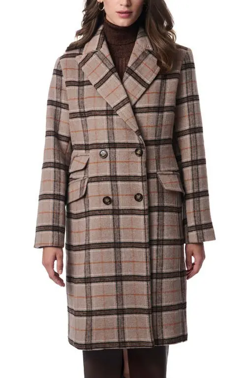 Bernardo Plaid Double Breasted Coat - Brown/rust Plaid