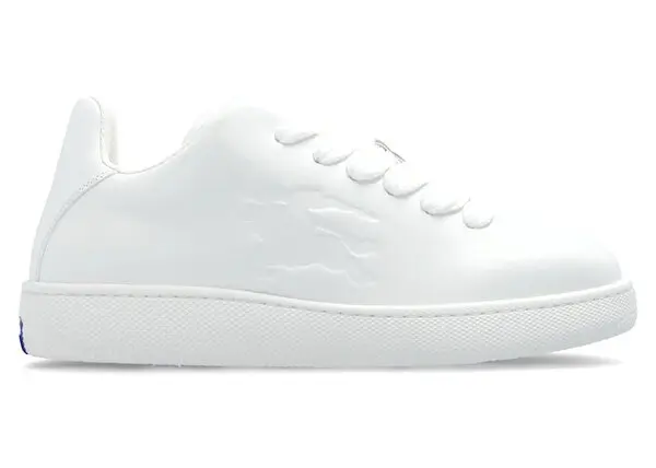 Burberry Leather Box Sneakers With Debossed Equestrian Knight - White