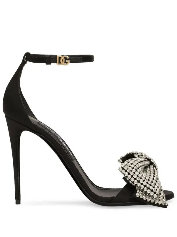 Dolce & Gabbana Rhinestone-embellished Satin Sandals - Black