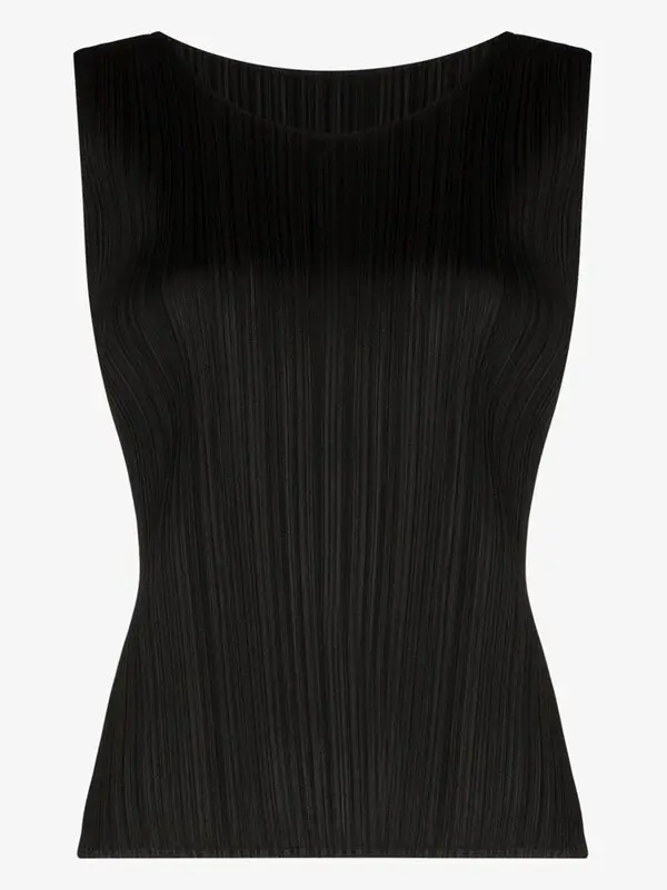 Issey Miyake Plissé Scoop-neck Vest - Black
