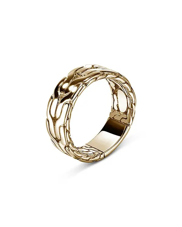John Hardy 14k Yellow Carved Chain Band Ring