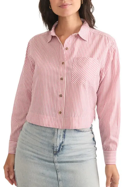Marine Layer Mila Stripe Straight Hem Crop Button-up Shirt