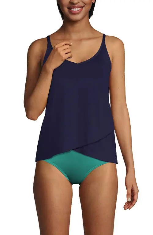 LANDS' END Tulip Hem Tankini Top - Deep Sea Navy
