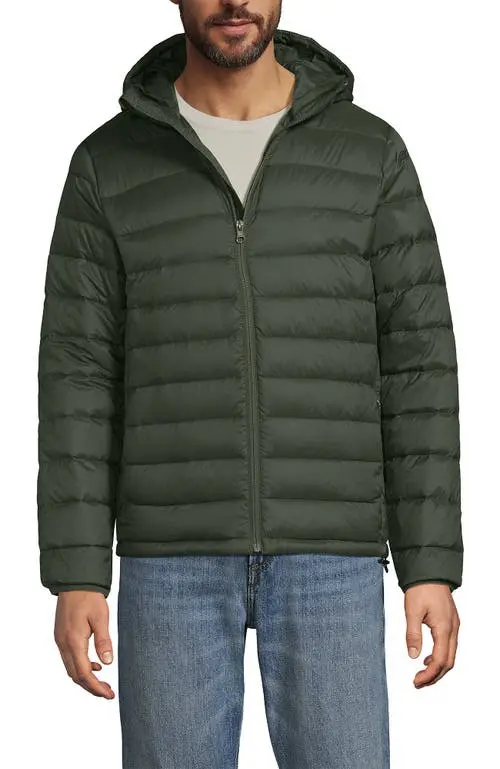 LANDS' END Wanderweight Ultralight Packable Hooded Down Jacket - Darkest Olive