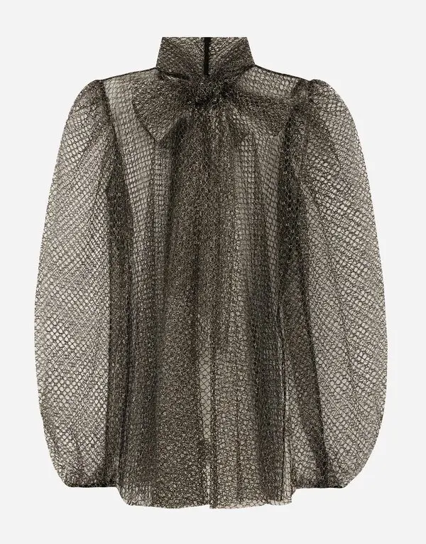 Dolce & Gabbana Mesh Pussy-bow Blouse - Gold