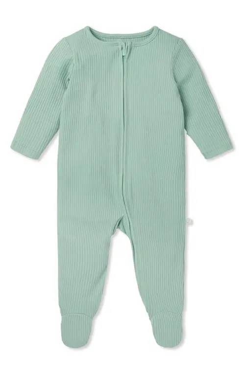 MORI Clever Zip Footie - Ribbed Mint