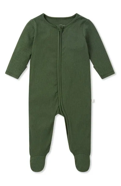 MORI Clever Zip Footie - Ribbed Pine