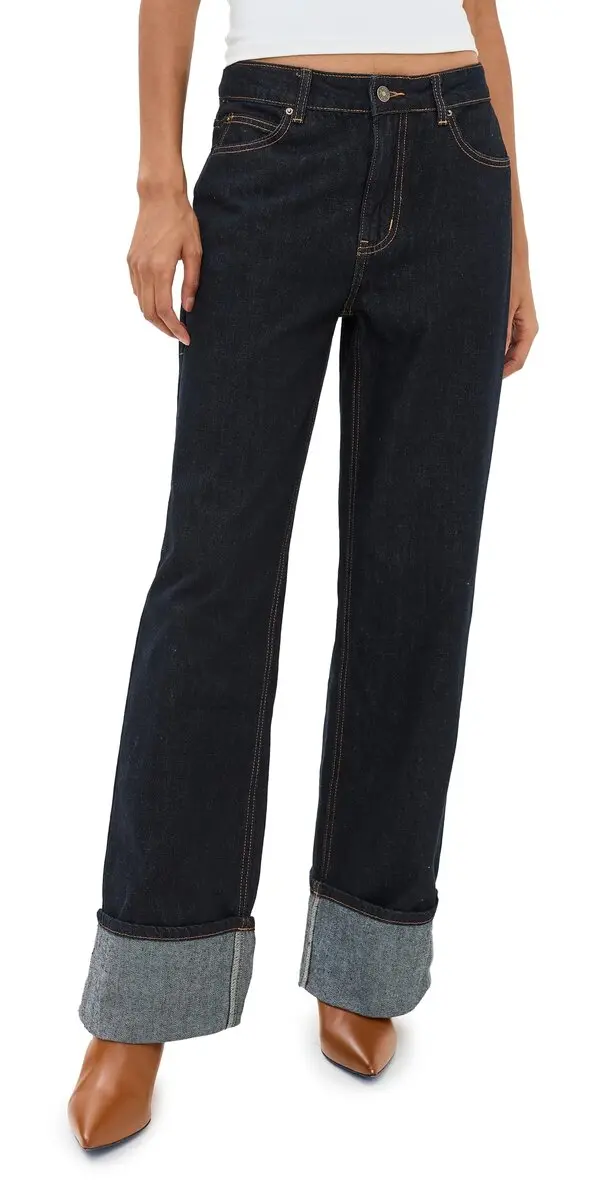 Lioness Top Model Cuffed Jeans - Dark Denim