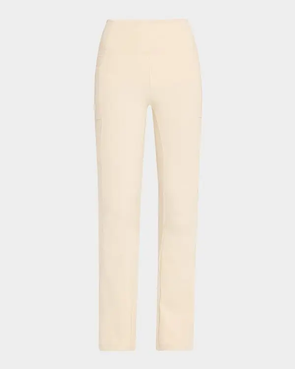 Blanc Noir Directional Rib Bootcut Pants - Chalk