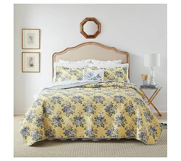 Laura Ashley Linley Yellow Twin Quilt-sham Set