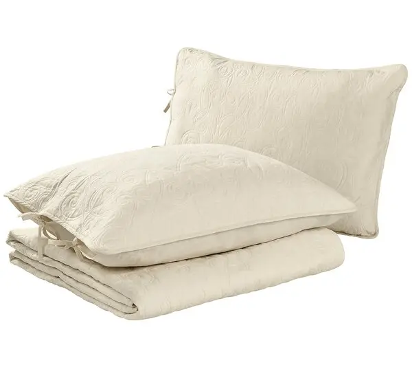 Laura Ashley Felicity Beige Twin Quilt-sham Set