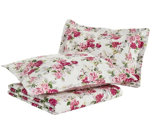 Laura Ashley Lidia Pink Twin Quilt-sham Set