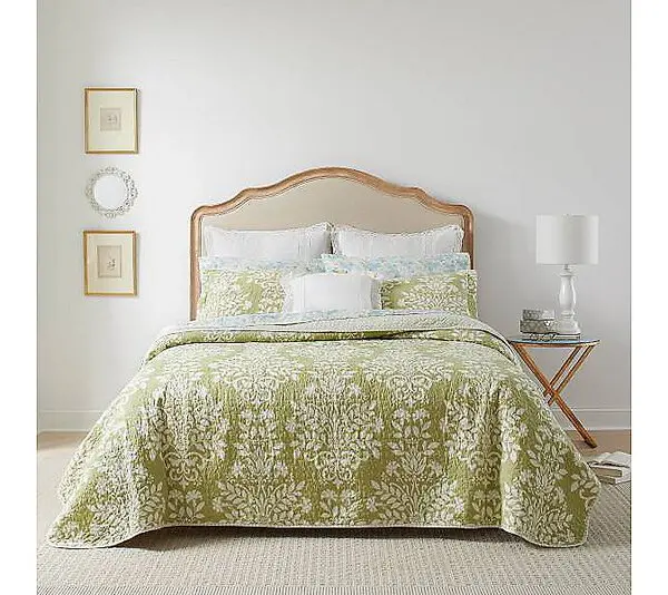 Laura Ashley Rowland Green Full Queen Quilt-sha M Set