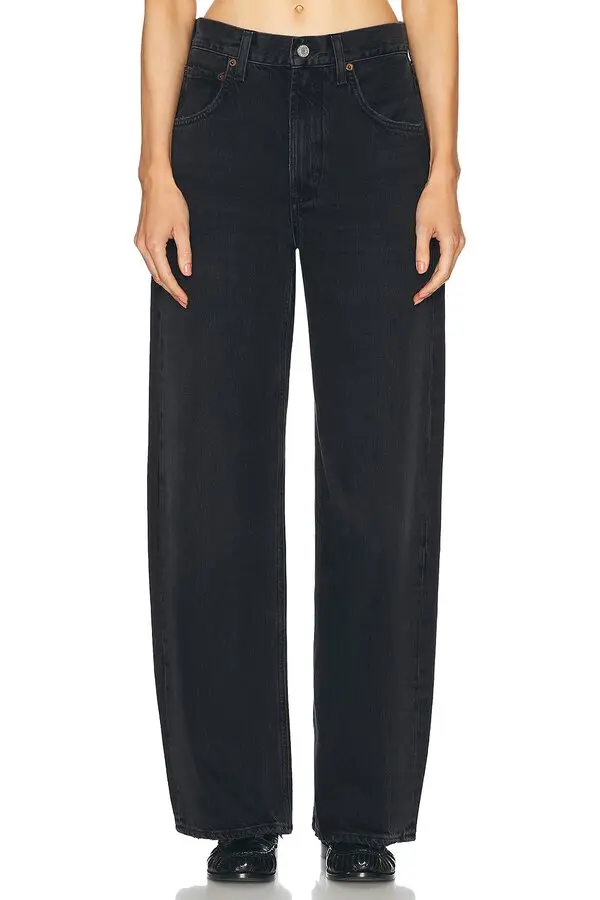 AGOLDE Low Curve Wide Leg Jeans - Black Tar