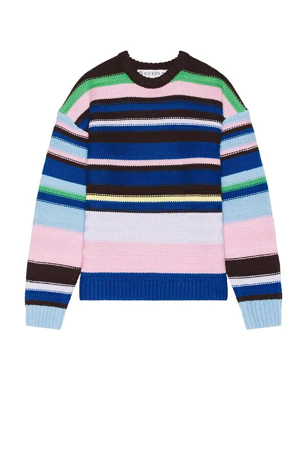 JW Anderson Multi Stripe Crew Neck Jumper - Blue & Multi