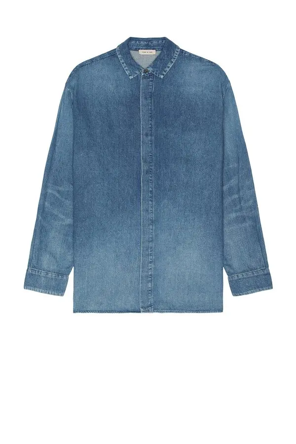 Fear Of God Denim Shirt In Blue - Medium Indigo