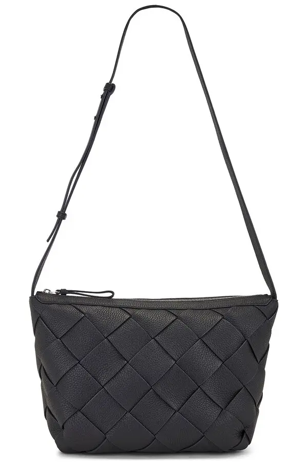Bottega Veneta Medium Hobo Diagonal Intreccio Taurillon - Shadow & Silver