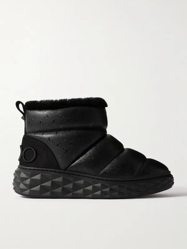 JIMMY CHOO Xan Shearling-lined Leather Boots - Black
