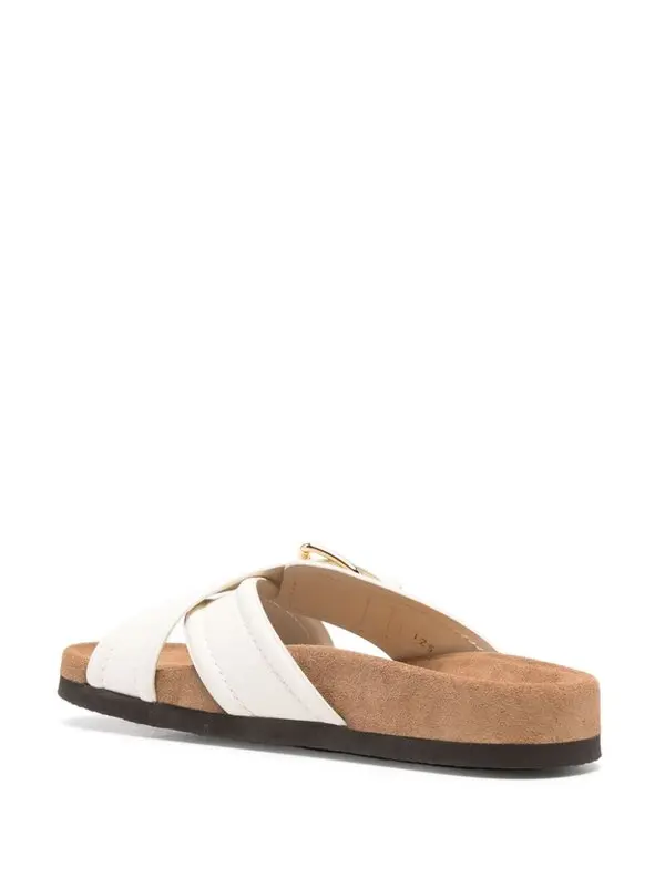 Valentino Garavani Vlogo Leather Slides - Neutrals