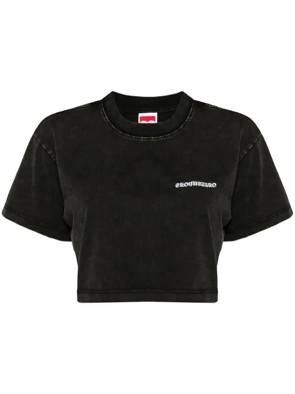 GROUND ZERO Logo-print Cropped T-shirt