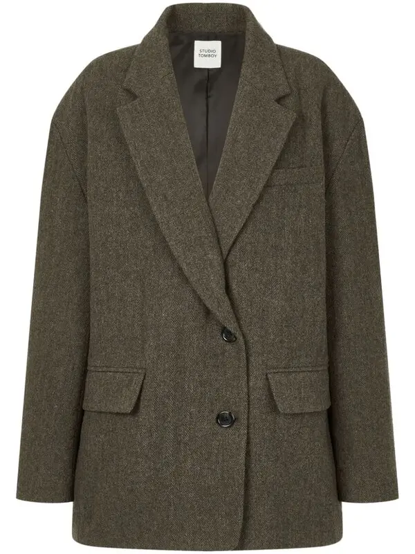 STUDIO TOMBOY Herringbone Blazer - Green