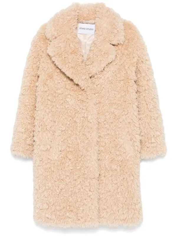 STAND STUDIO Camille Cocoon Faux Shearling Coat - Neutrals