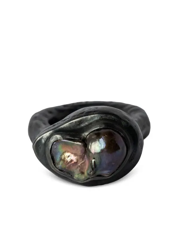 PARTS OF FOUR Giant Roman Signet Ring - Black